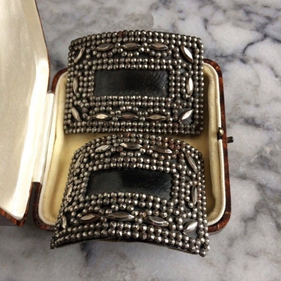 Antique | Jewelry | Antique Steel Cut Leather Edwardian Victorian Shoe ...